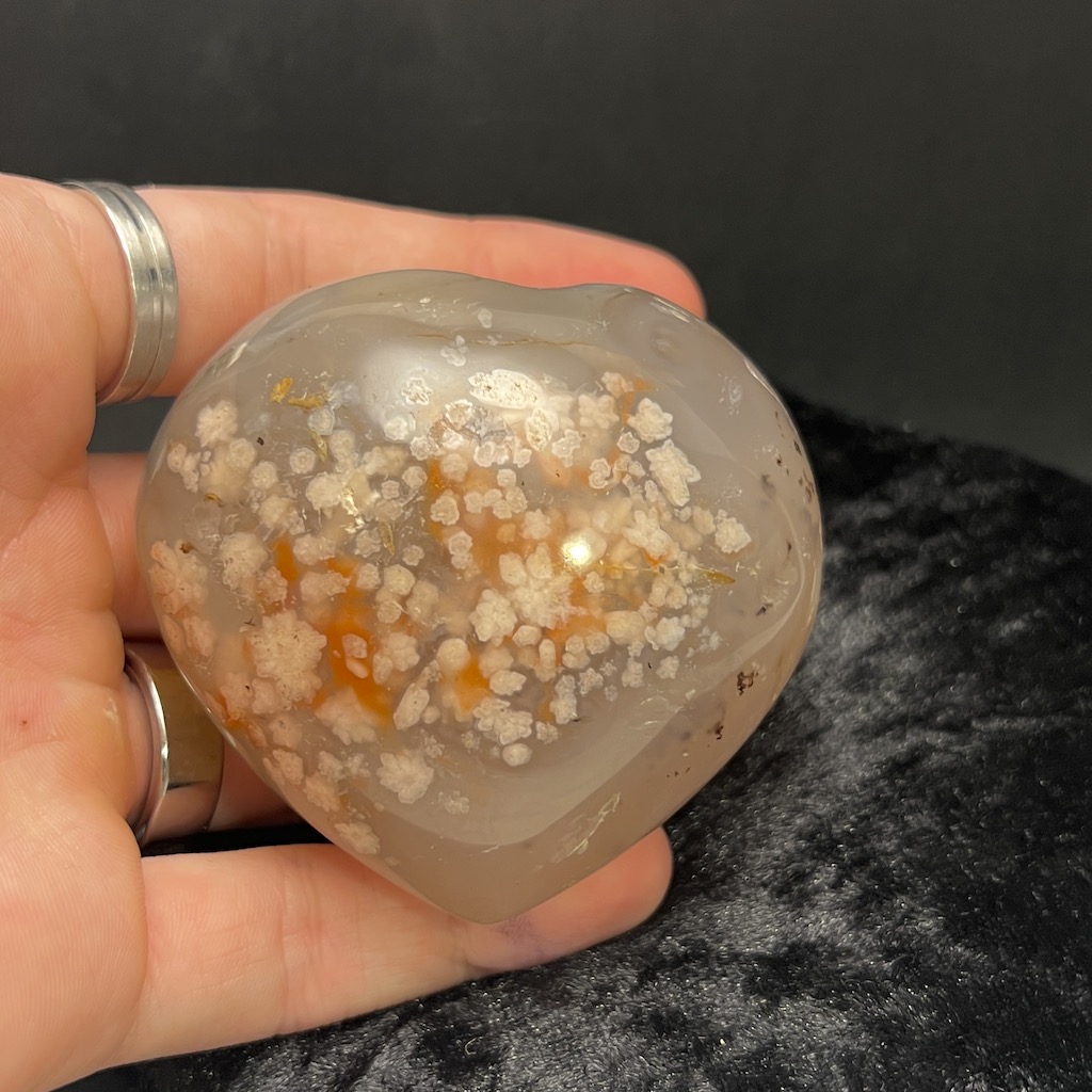 Hjerte av blomsteragat (Blossom agate/Flower agate) - Naturens Mangfold AS
