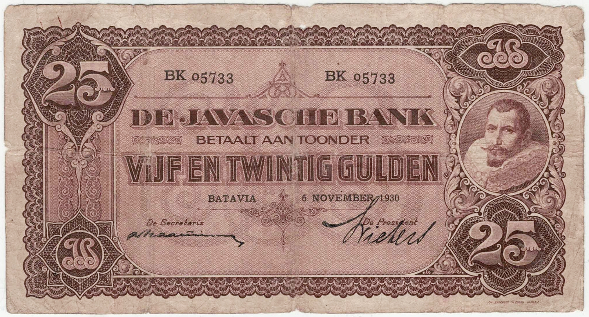 Nederlandsk østindia, Java, 25 gulden 1930 - Naturens Mangfold AS